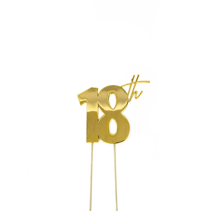 18th Gold Metal Cake Topper - SugarTime Cake Decorating– SugarTime Cake ...