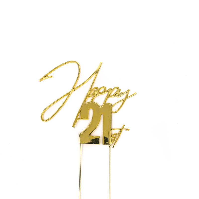 Happy 21st Gold Metal Cake Topper - SugarTime Cake Decorating ...