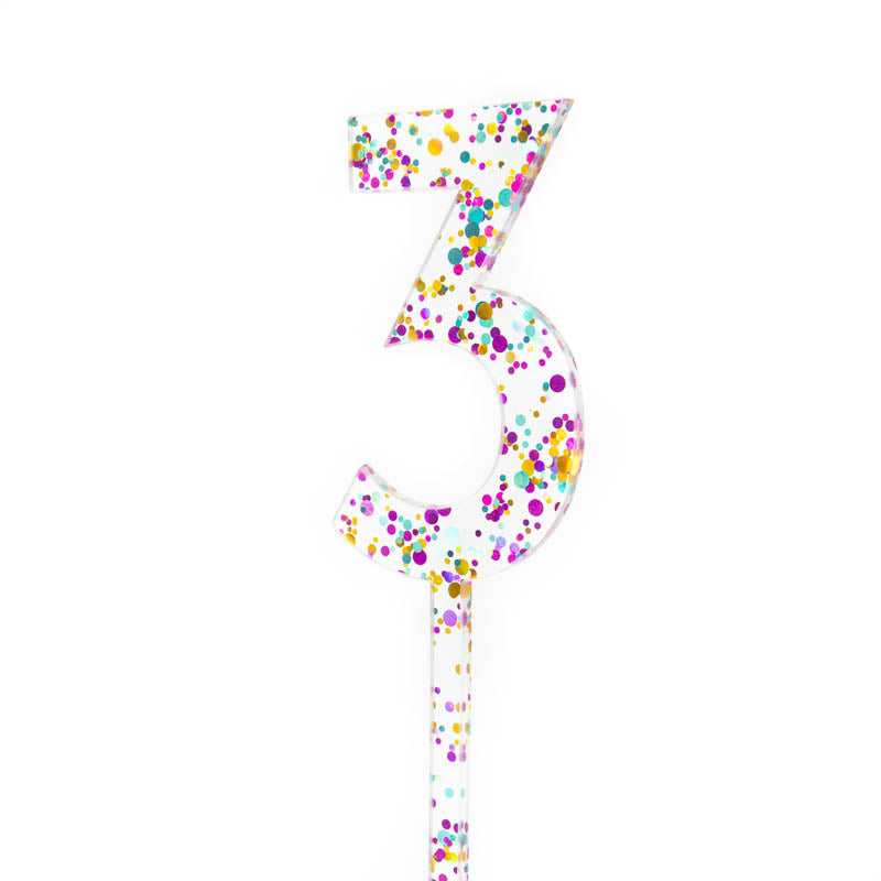 Rainbow Glitter Number 3 Topper | SugarTime Cake Decorating Australia